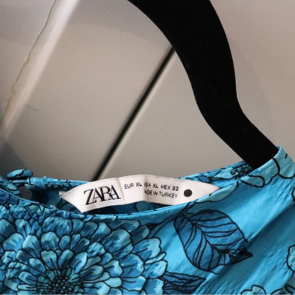 Zara | Dresses | Zara Turquoise Floral Dress | Poshmark